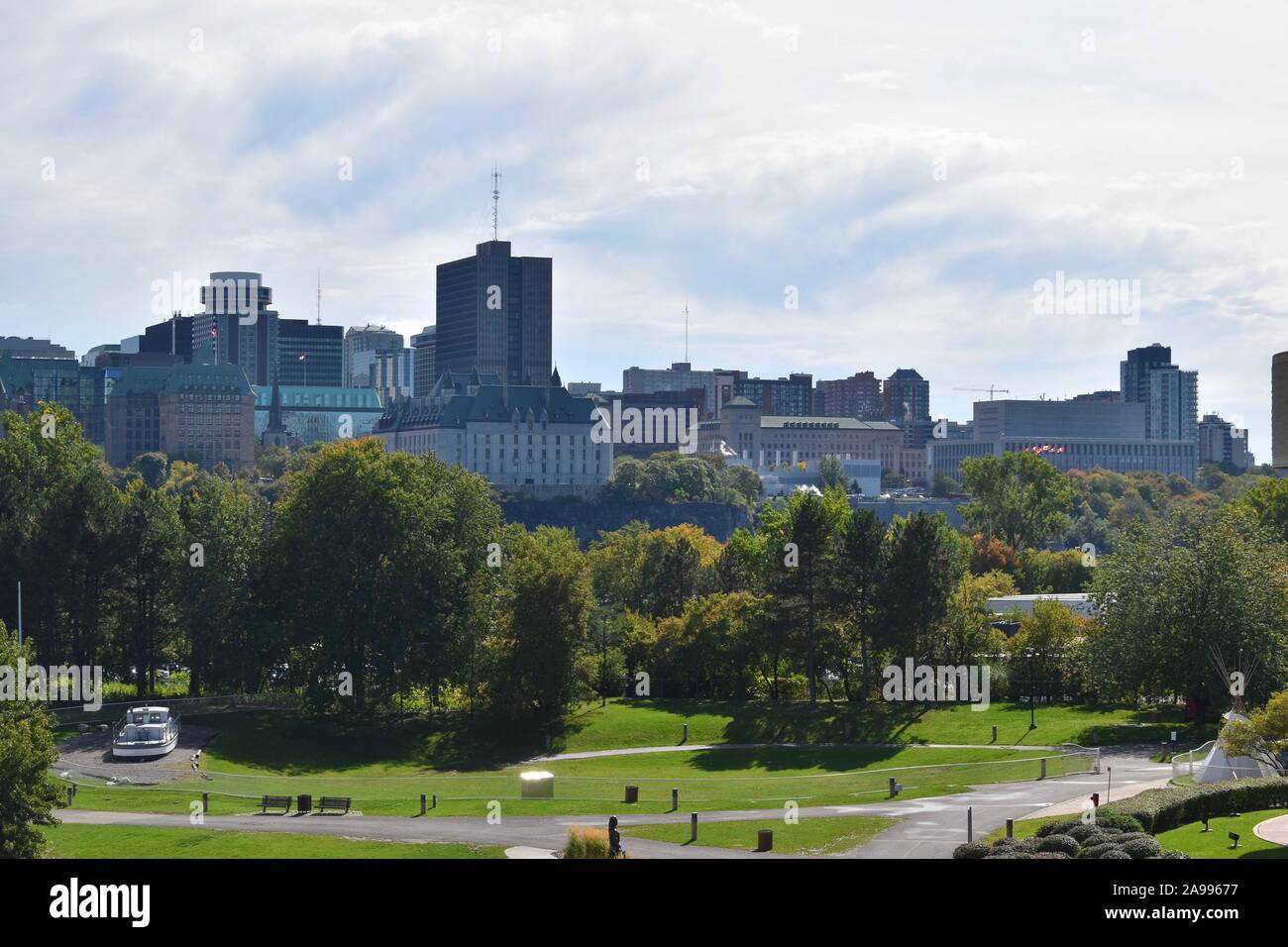 View of the Ottawa Skyline as seen from Gatineau, Quebec Stock Photo ...