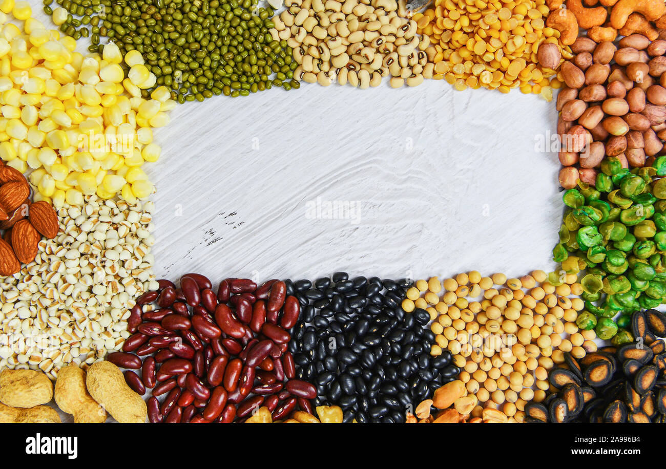 Various beans mix peas agriculture of natural healthy food for cooking ...
