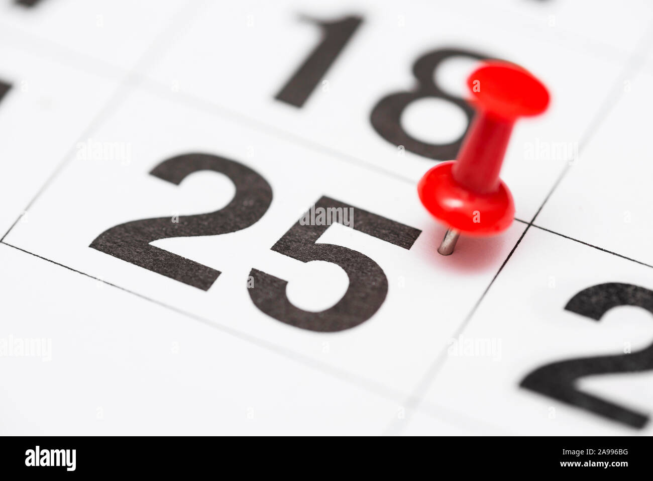 Pin on the date number 25. The twenty fifth day of the month is marked ...