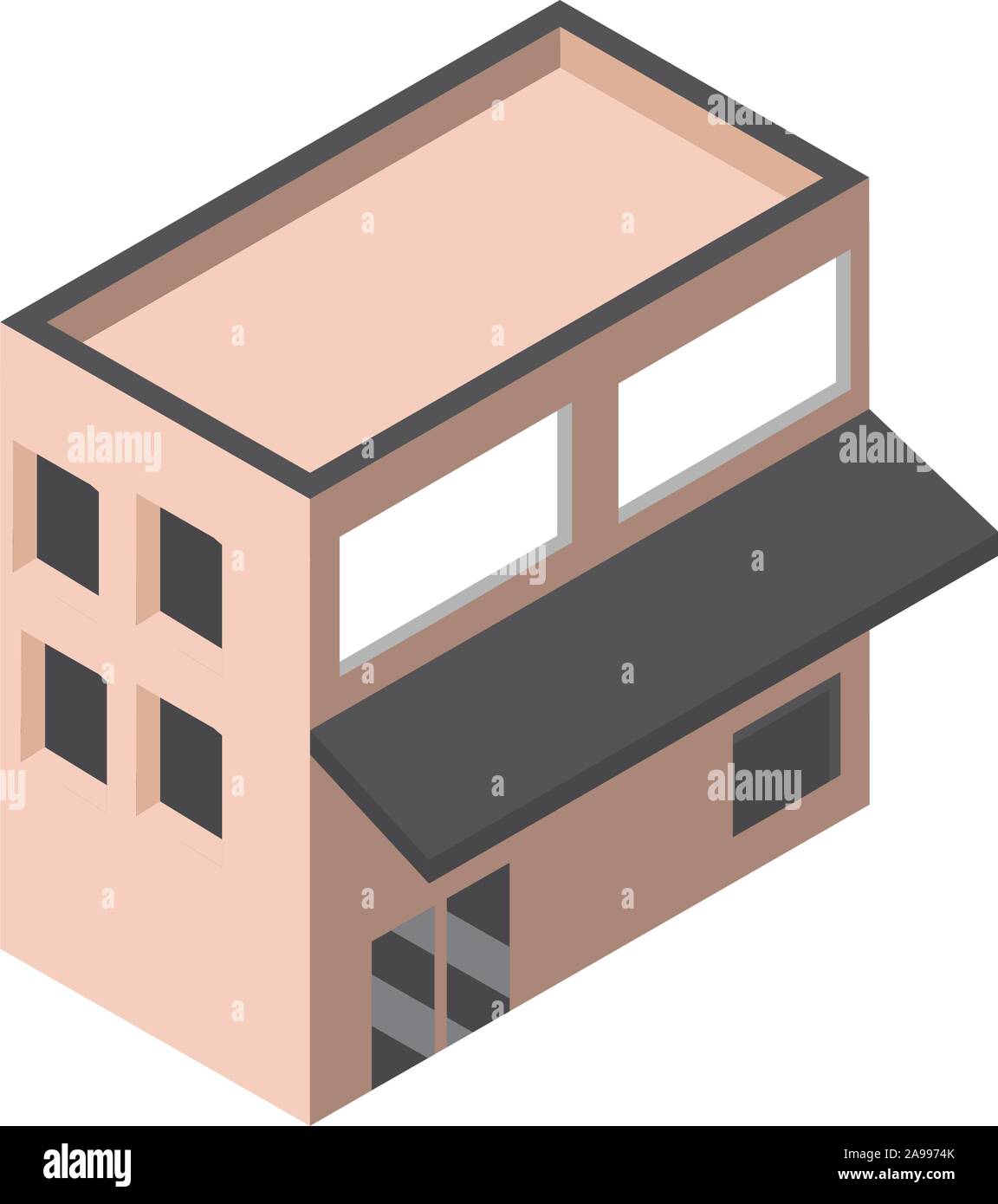 market building architecture isometric style vector illustration Stock ...