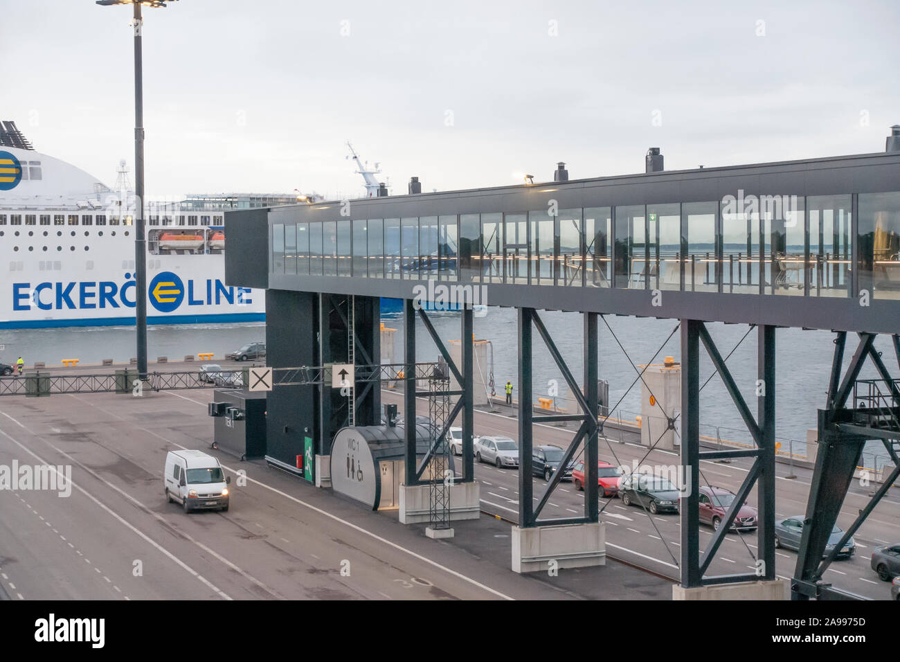 Eckerö line ferry from Tallinn approaching West terminal passenger ...