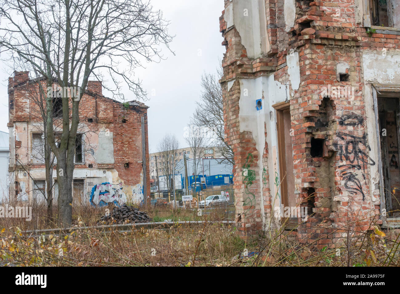 Old and demolished apartment house ruins in Kopli Tallinn Estonia Stock ...