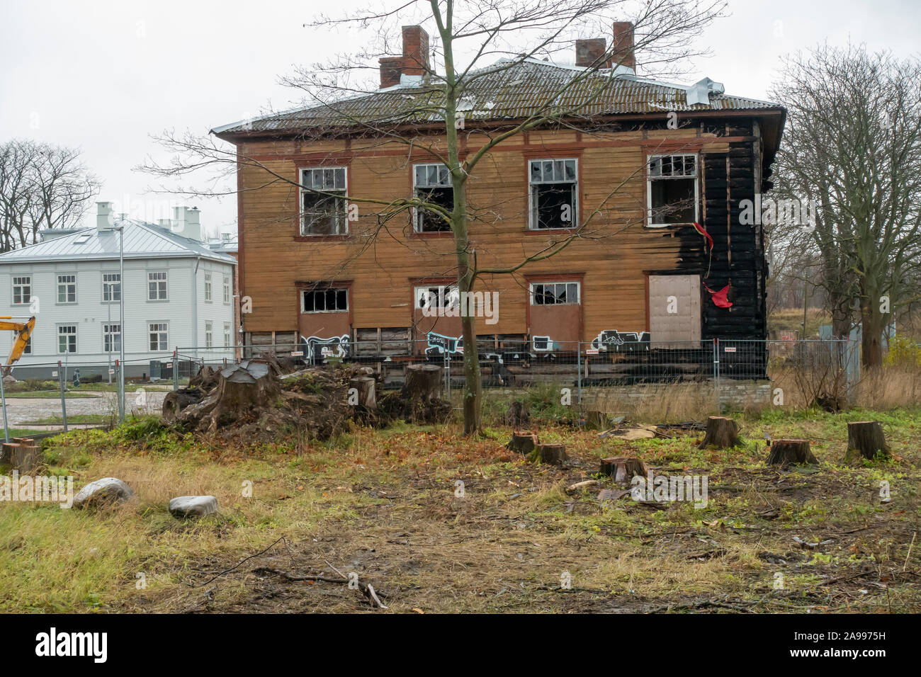 Old and demolished apartment house ruins in Kopli Tallinn Estonia Stock ...
