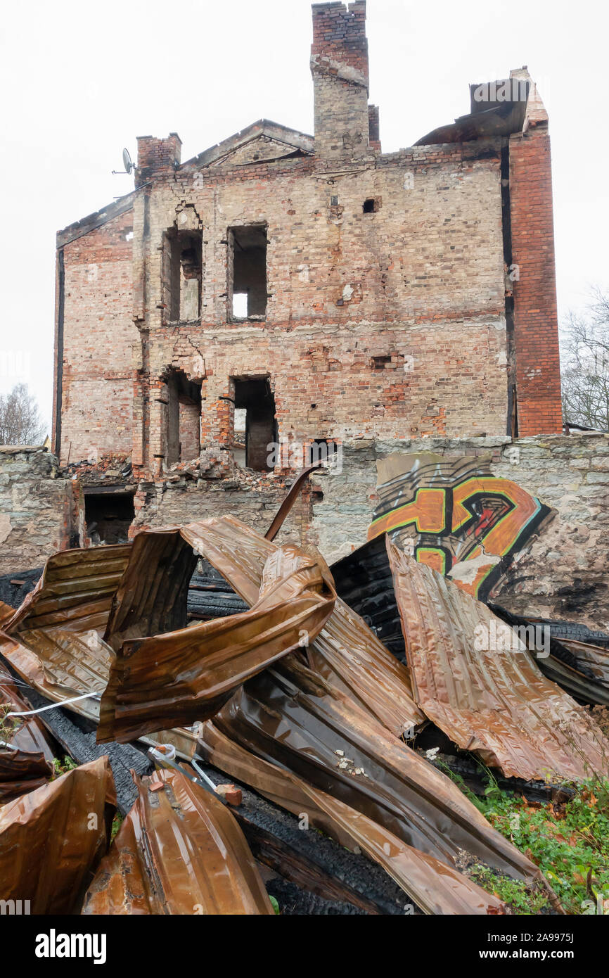 Old and demolished apartment house ruins in Kopli Tallinn Estonia Stock ...