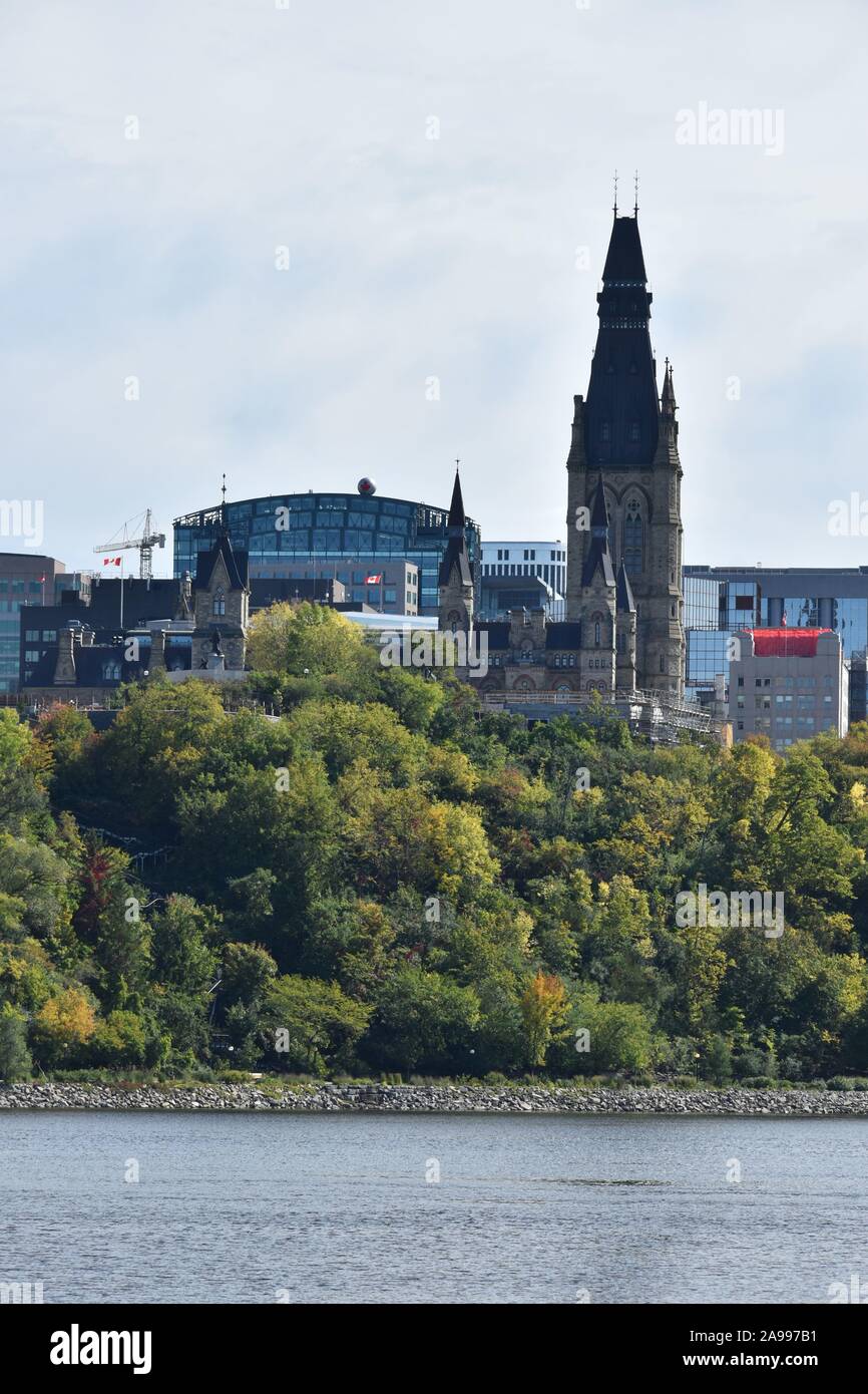 Canadian Government Buildings at the Canadian Parliament atop Parliament Hill in downtown Ottawa ...