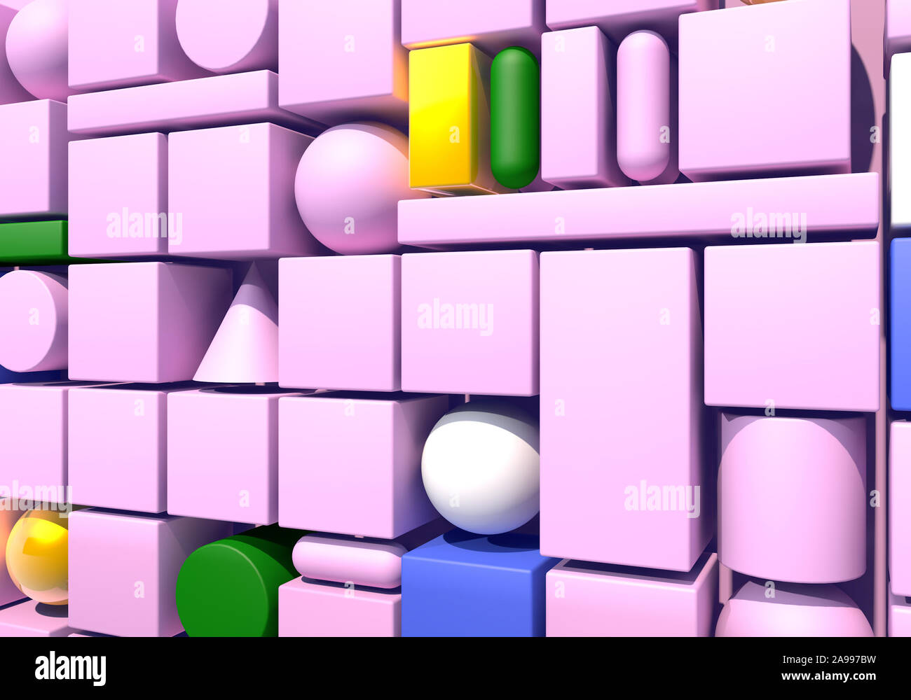 Abstract background with wall of multiple 3d shapes Stock Photo - Alamy