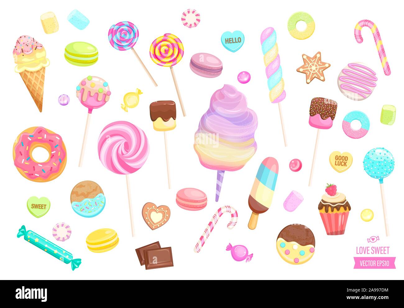 Big set of isolated sweets on white background Stock Vector Image & Art ...