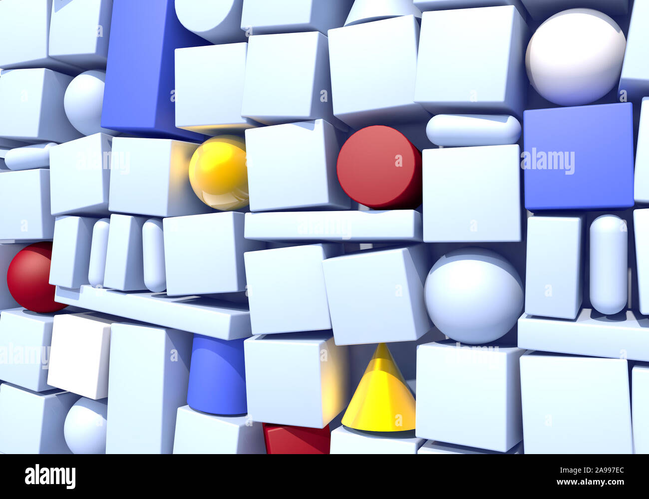 Abstract background with wall of multiple 3d shapes Stock Photo - Alamy