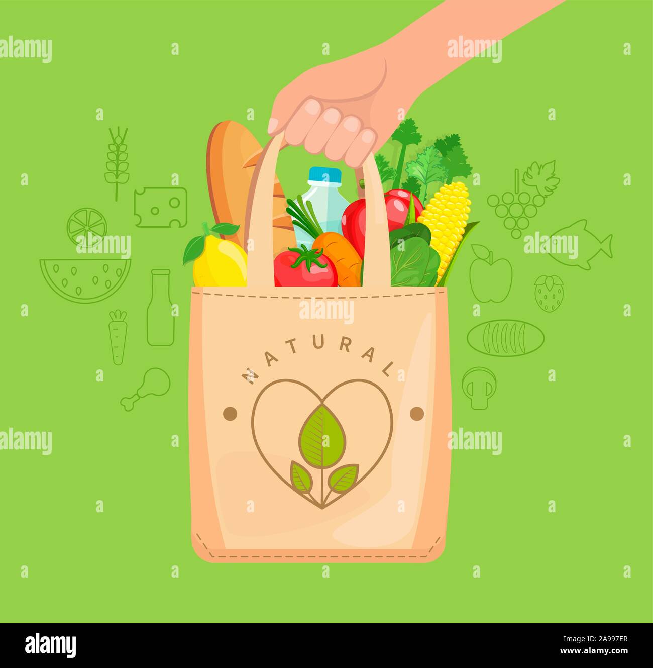 Eco friendly food bag Stock Vector Images - Alamy