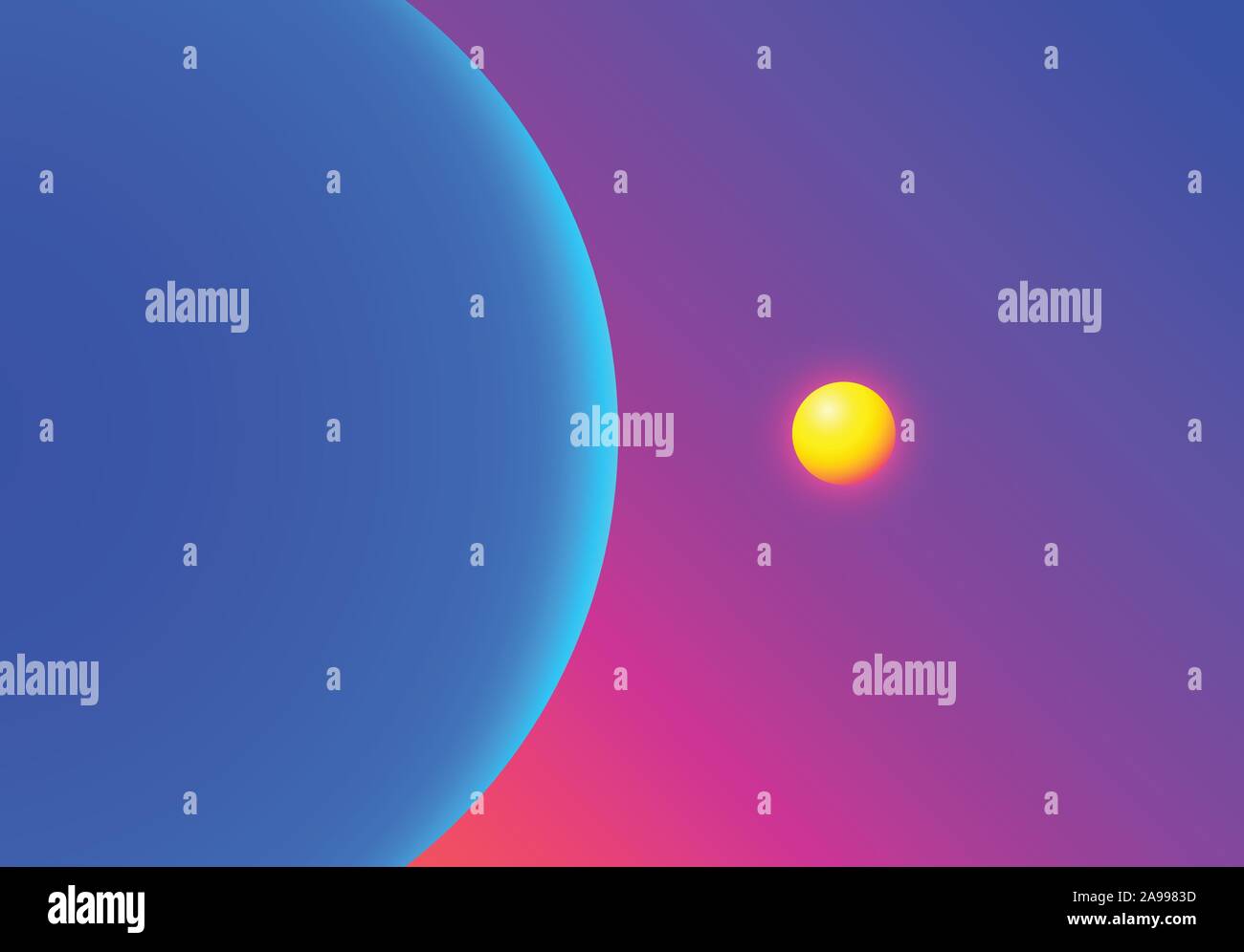 Abstract background with planets in space with ultra vibrant colors ...