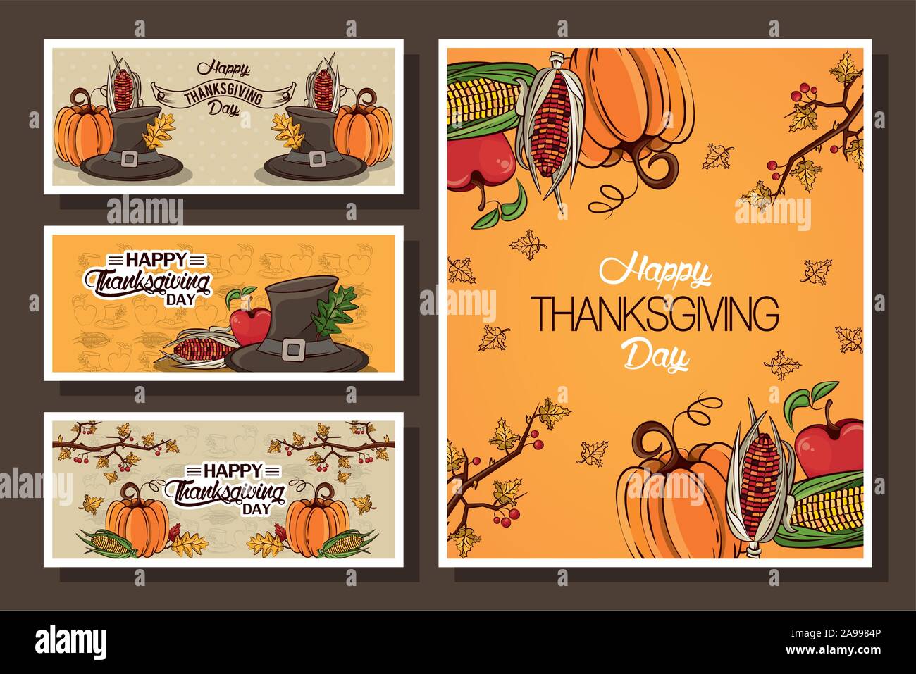 happy thanksgiving day bundle of cards Stock Vector Image & Art - Alamy