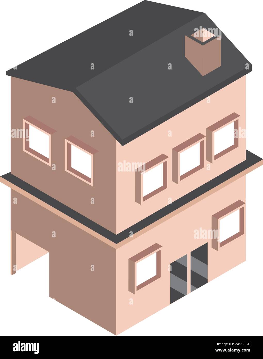 house with garage and chimney building isometric style vector ...