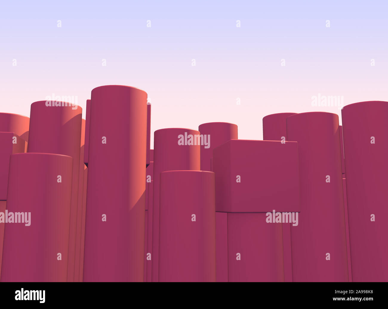 Abstract background with living coral colored pillars structure ...