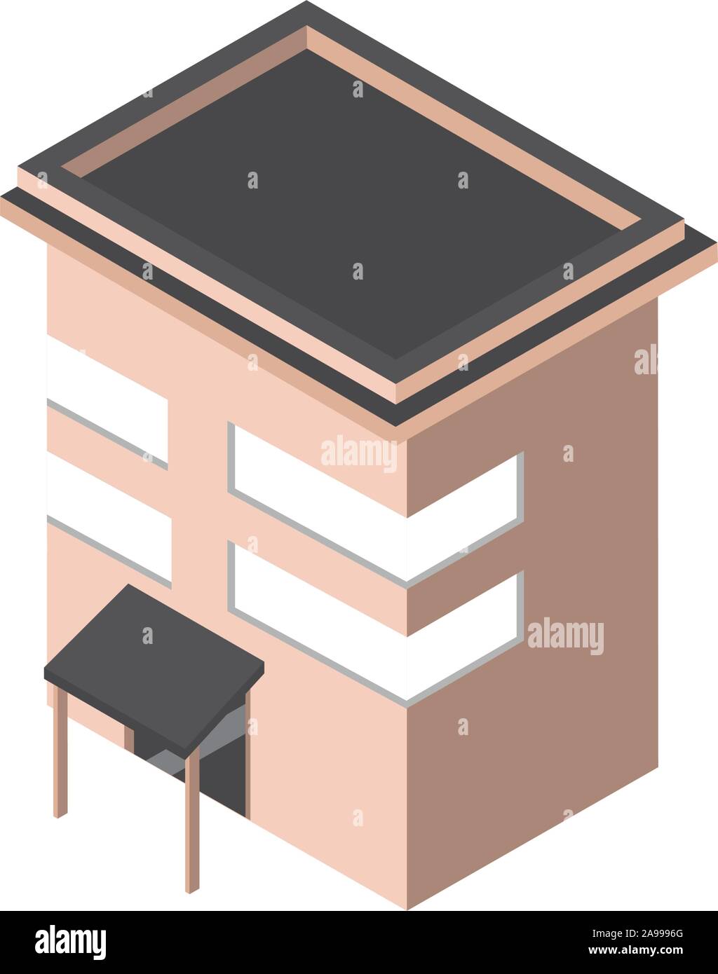 architecture modern building isometric style vector illustration Stock ...