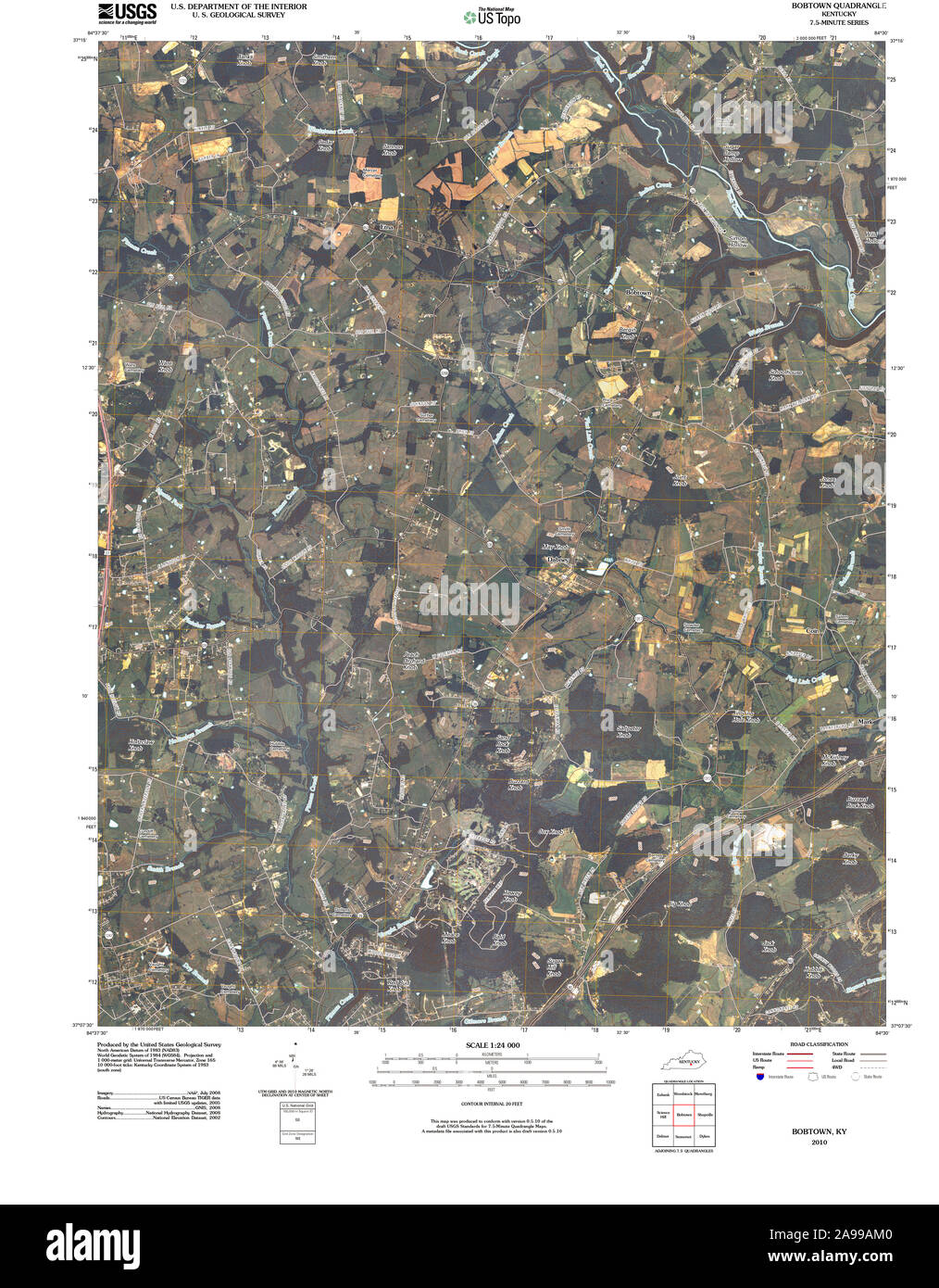 USGS TOPO Map Kentucky KY Bobtown 20100421 TM Stock Photo - Alamy