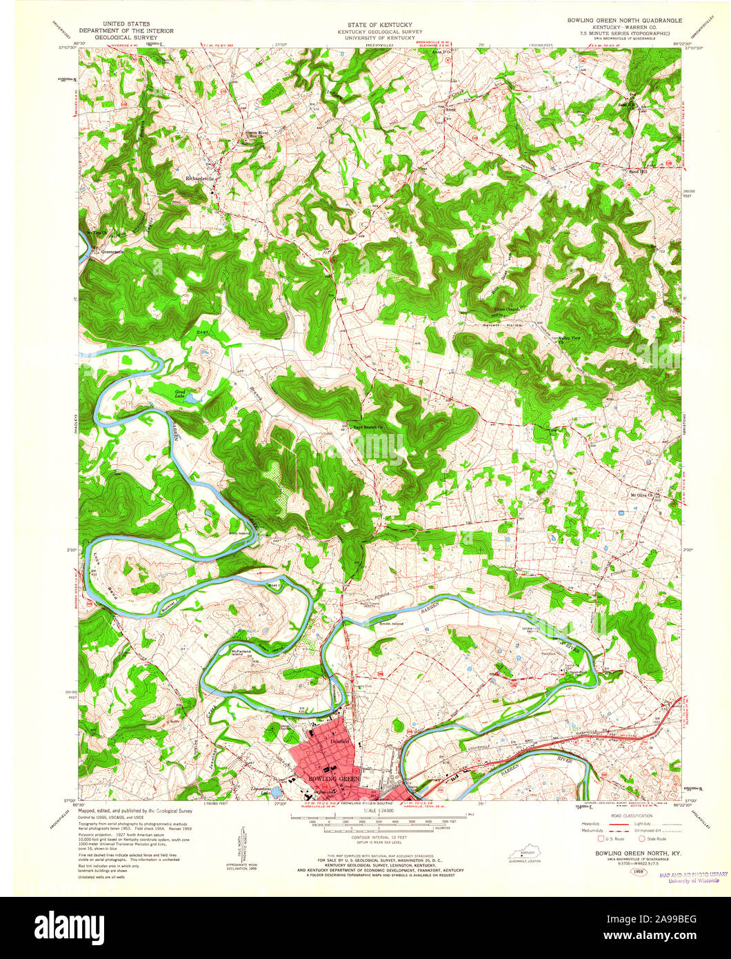 Map of bowling green kentucky hi-res stock photography and images - Alamy