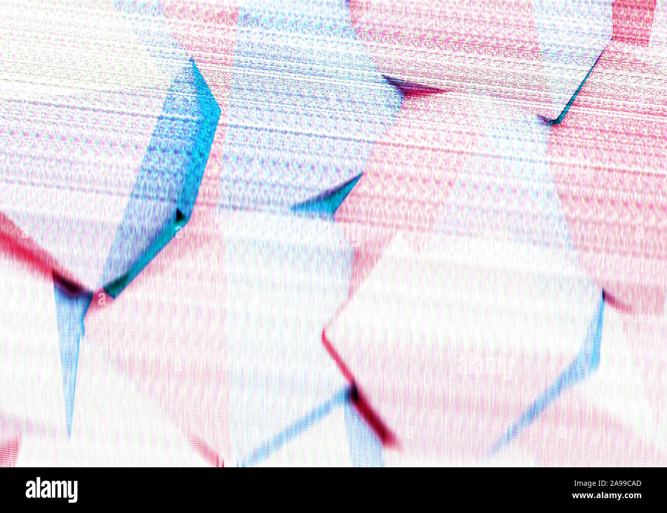 Abstract background with 3D shapes and broken tv glitch effect Stock ...