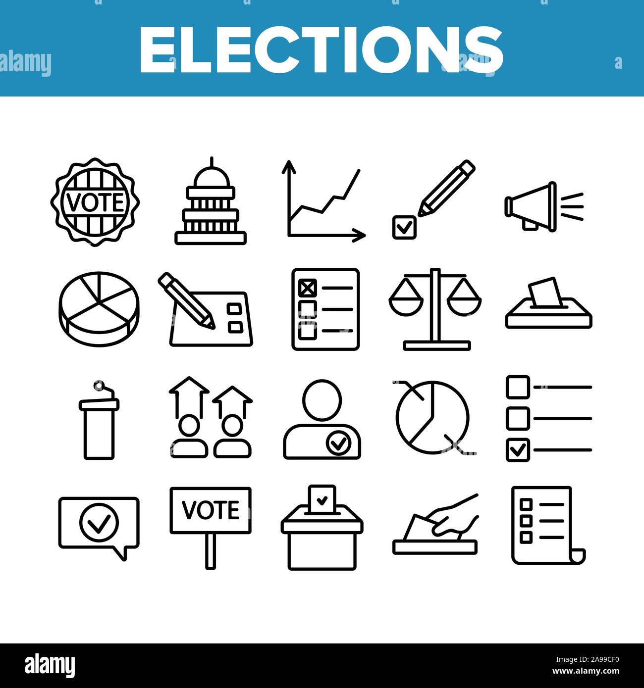 Voting And Elections Collection Icons Set Vector Stock Vector Image ...