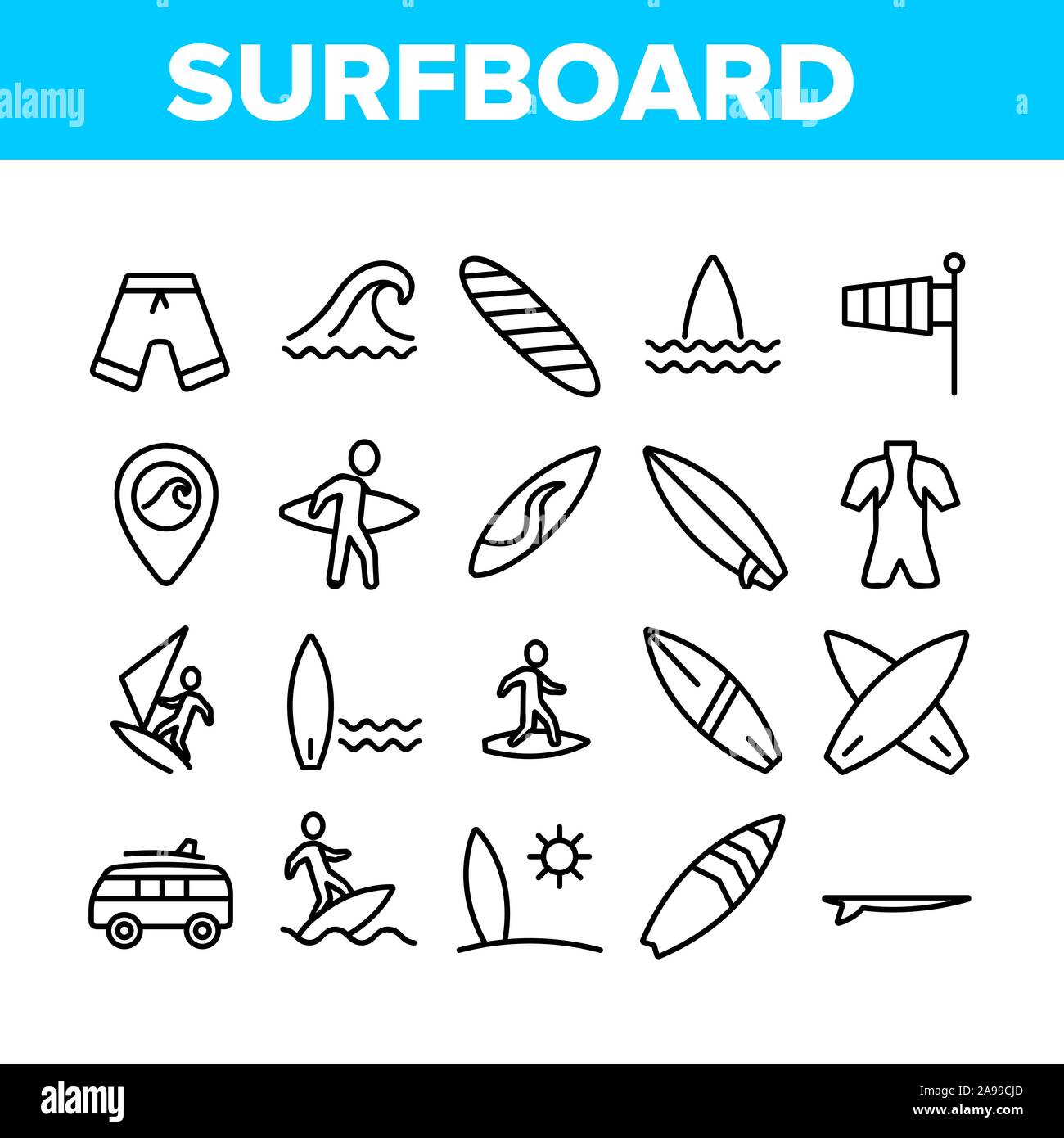 Surfboard Collection Elements Icons Set Vector Stock Vector Image & Art ...
