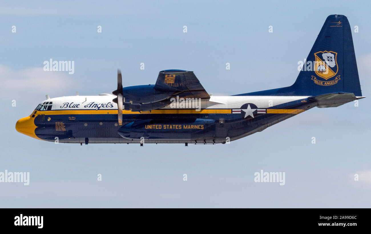 The Blue Angels support C-130 Hercules 'Fat Albert' performs a demo at ...