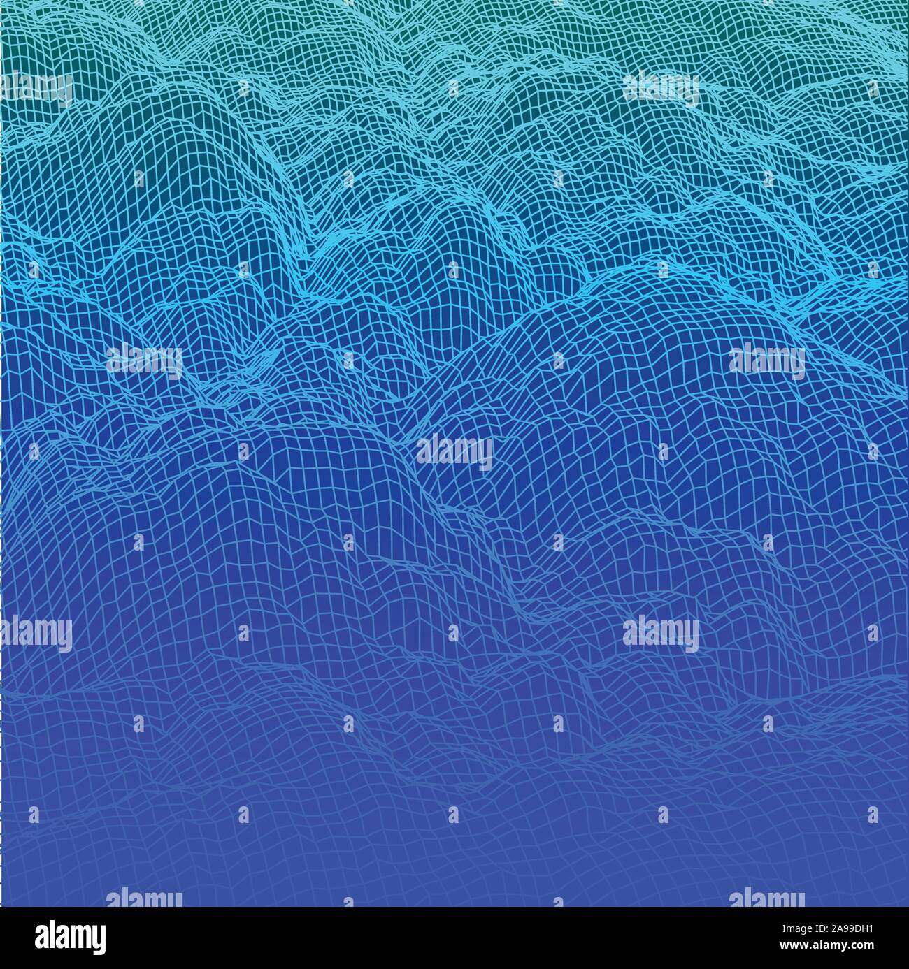 Digital landscape with mountains or clouds made of line grid Stock ...