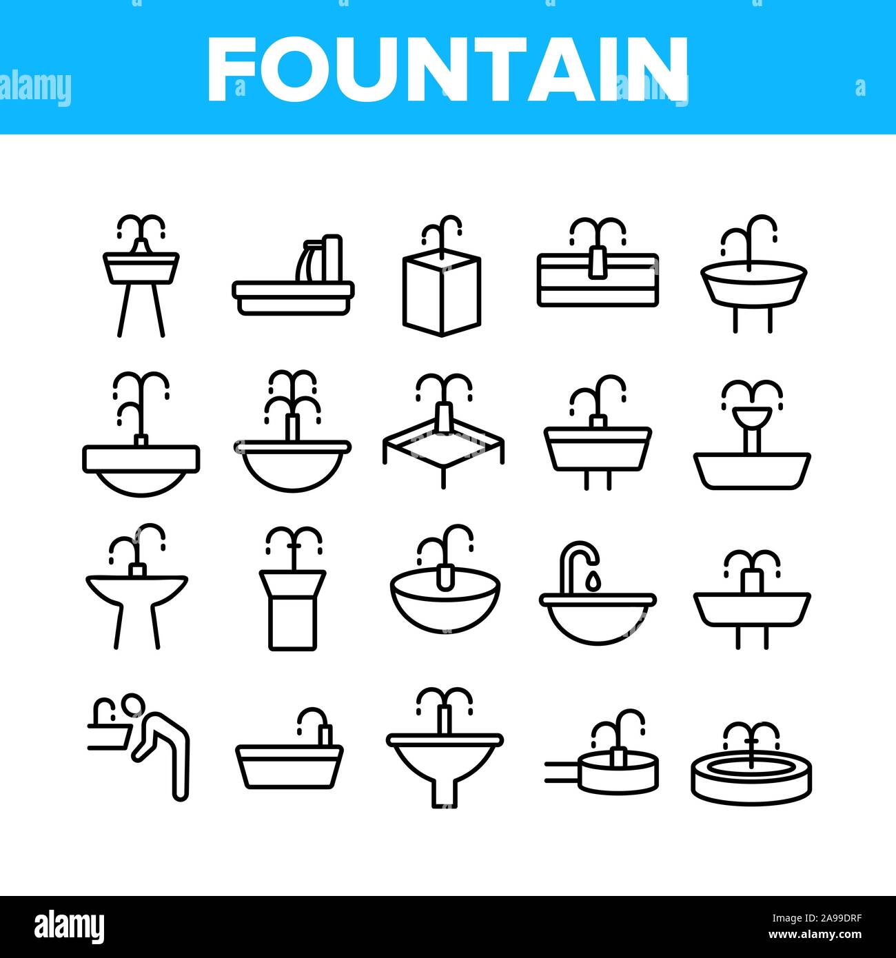 Drinking Fountain Collection Icons Set Vector Stock Vector Image & Art ...
