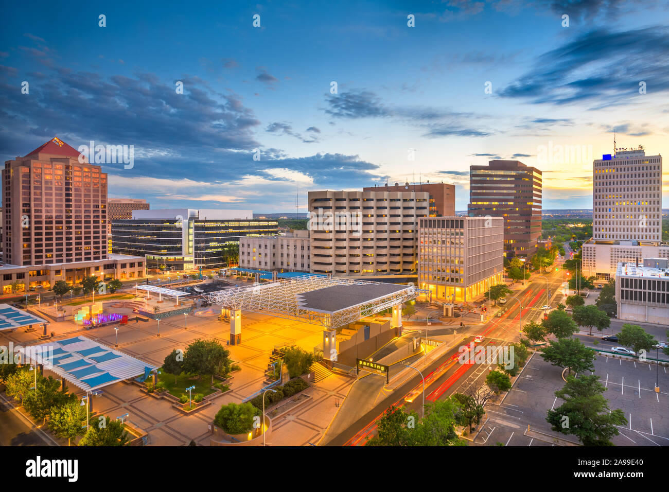 Albuquerque, New Mexico, USA downtown cityscape at twilight Stock Photo ...
