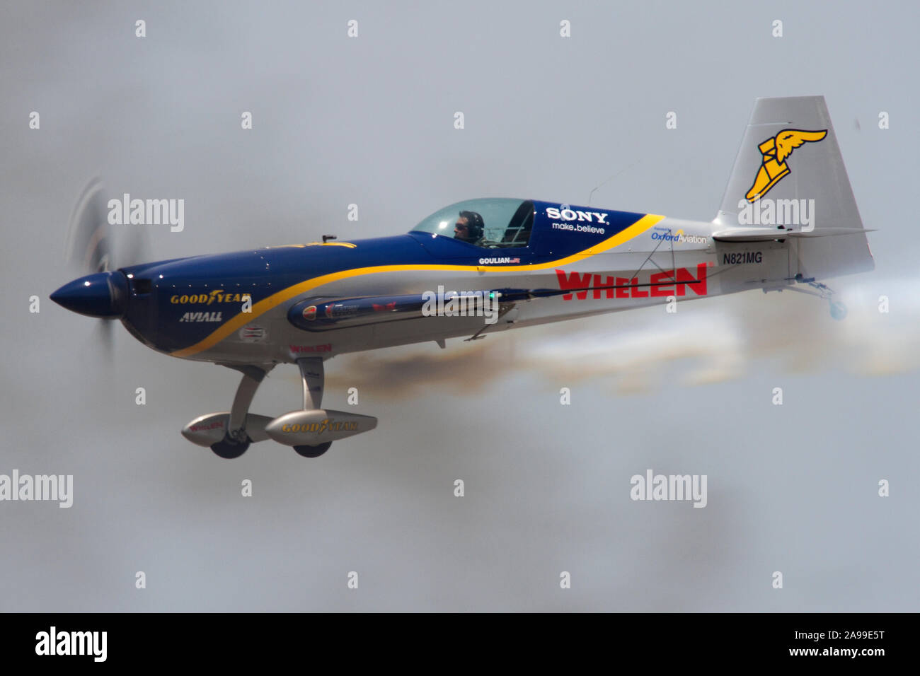 Michael Goulian performs an aerobatic demo in his Edge 540 at the 2012 ...