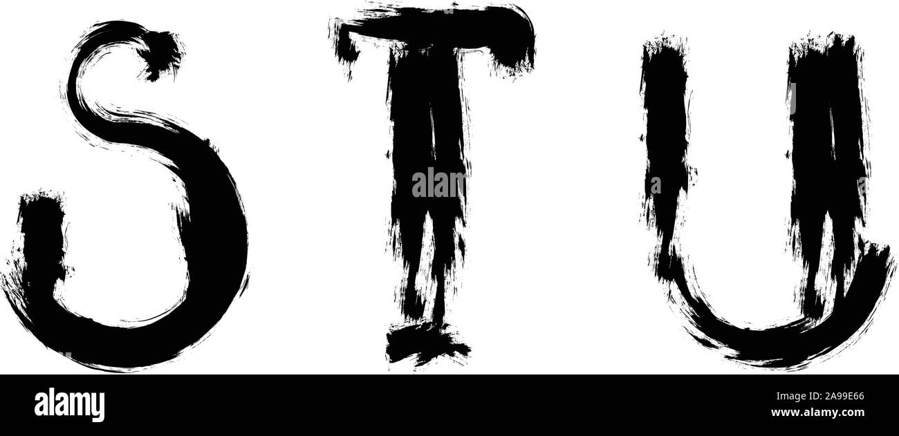Abstract letters set painted with brush. Futuristic font for lettering ...