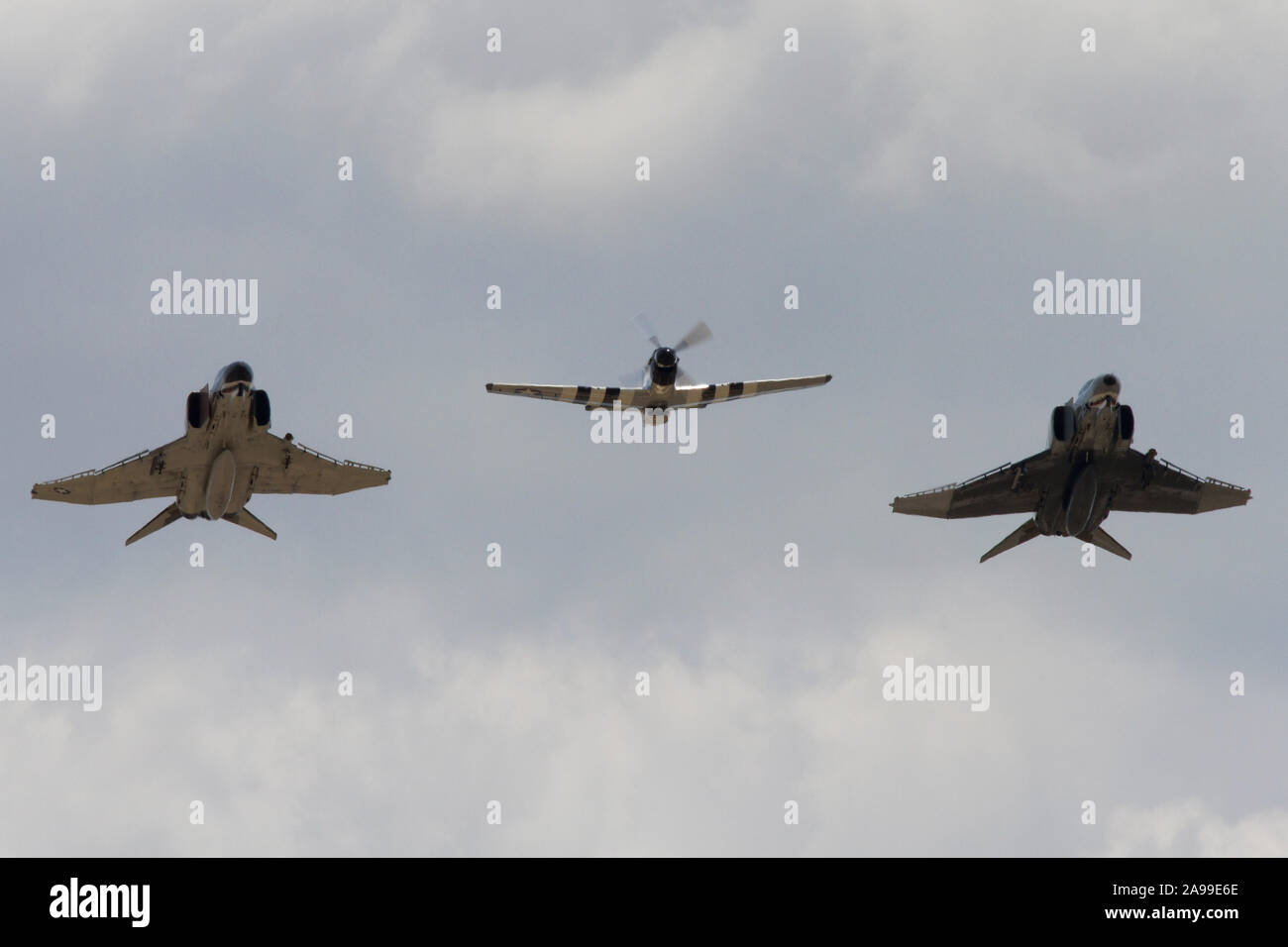 Vintage United States Air Force F-4 Phantom and World War II era P-51 ...