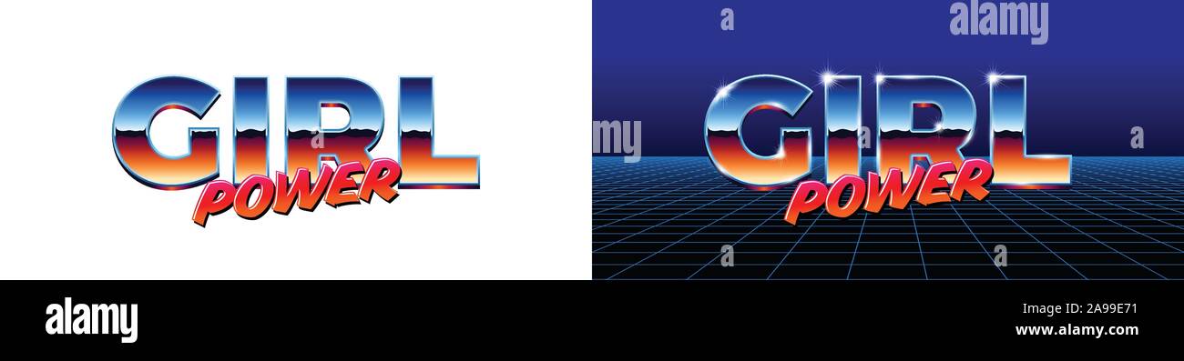 80s styled chrome fashion lettering with metallic type Stock Vector ...