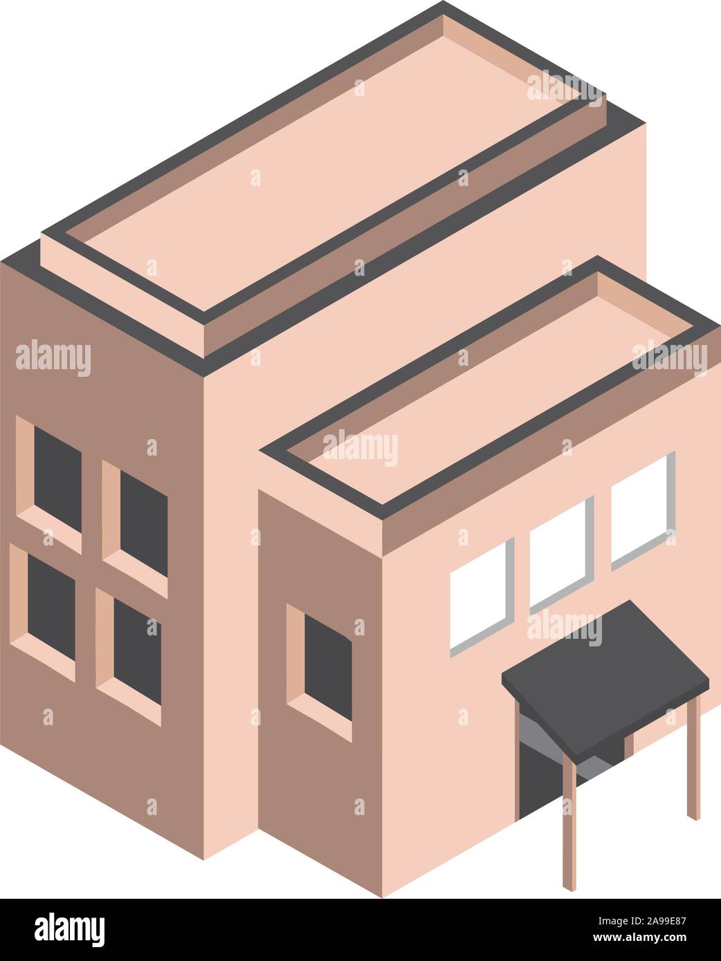 commercial building structure isometric style vector illustration Stock ...
