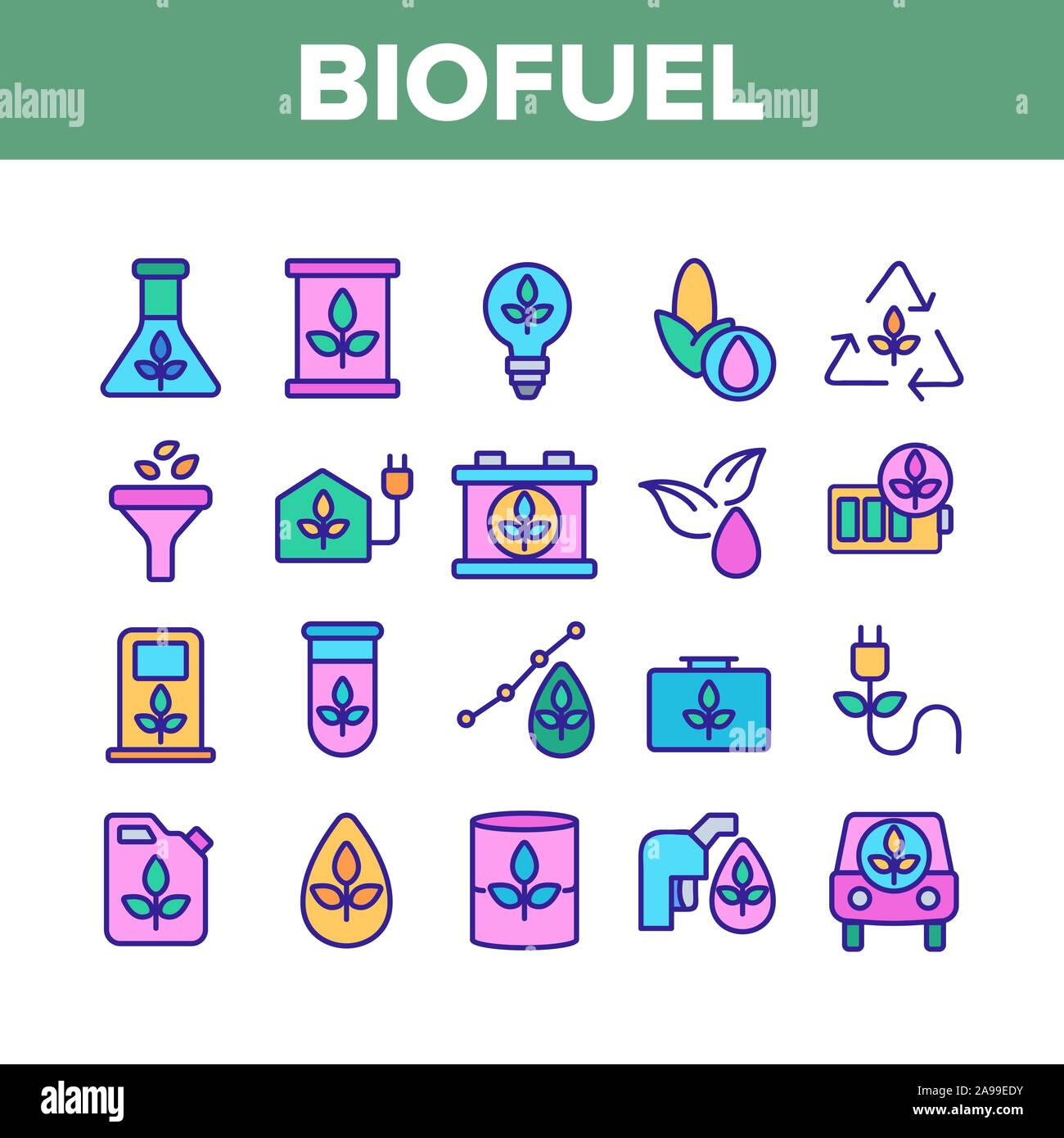 Biofuel Eco Energy Collection Icons Set Vector Stock Vector Image & Art ...