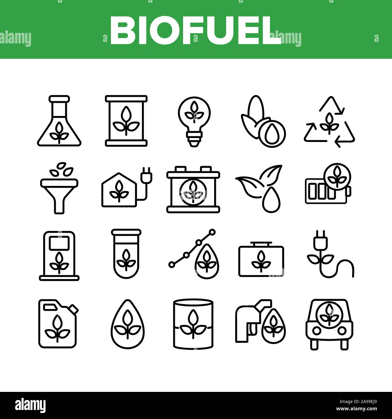 Biofuel Eco Energy Collection Icons Set Vector Stock Vector Image & Art ...