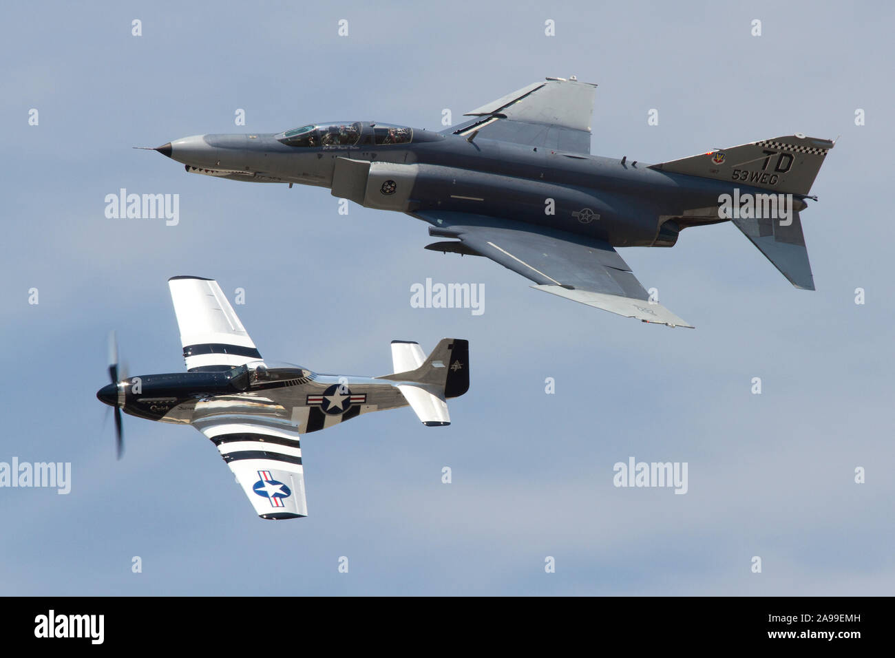 Vintage United States Air Force F-4 Phantom and World War II era P-51 ...