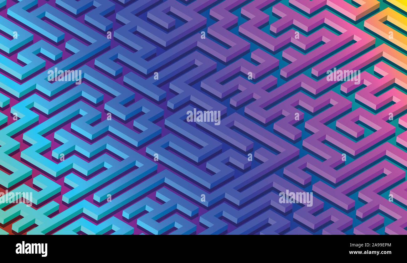 Maze pattern abstract background with vibrant labyrinth for poster or wallpaper Stock Vector ...