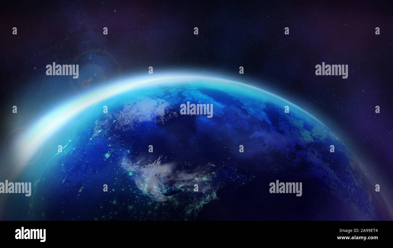 Sunrise over planet earth realistic hi-res stock photography and images ...