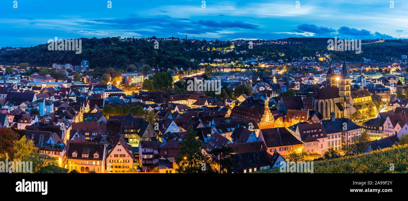 Germany, XXL panorama aerial view above skyline of medieval city ...