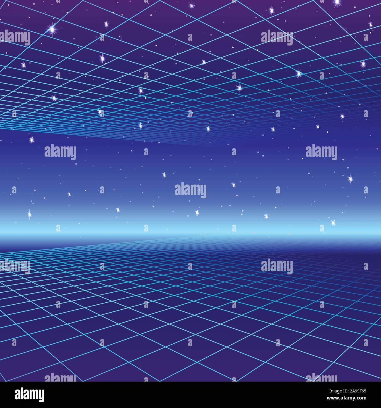 Retro neon background with 80s styled laser grid and stars Stock Vector ...
