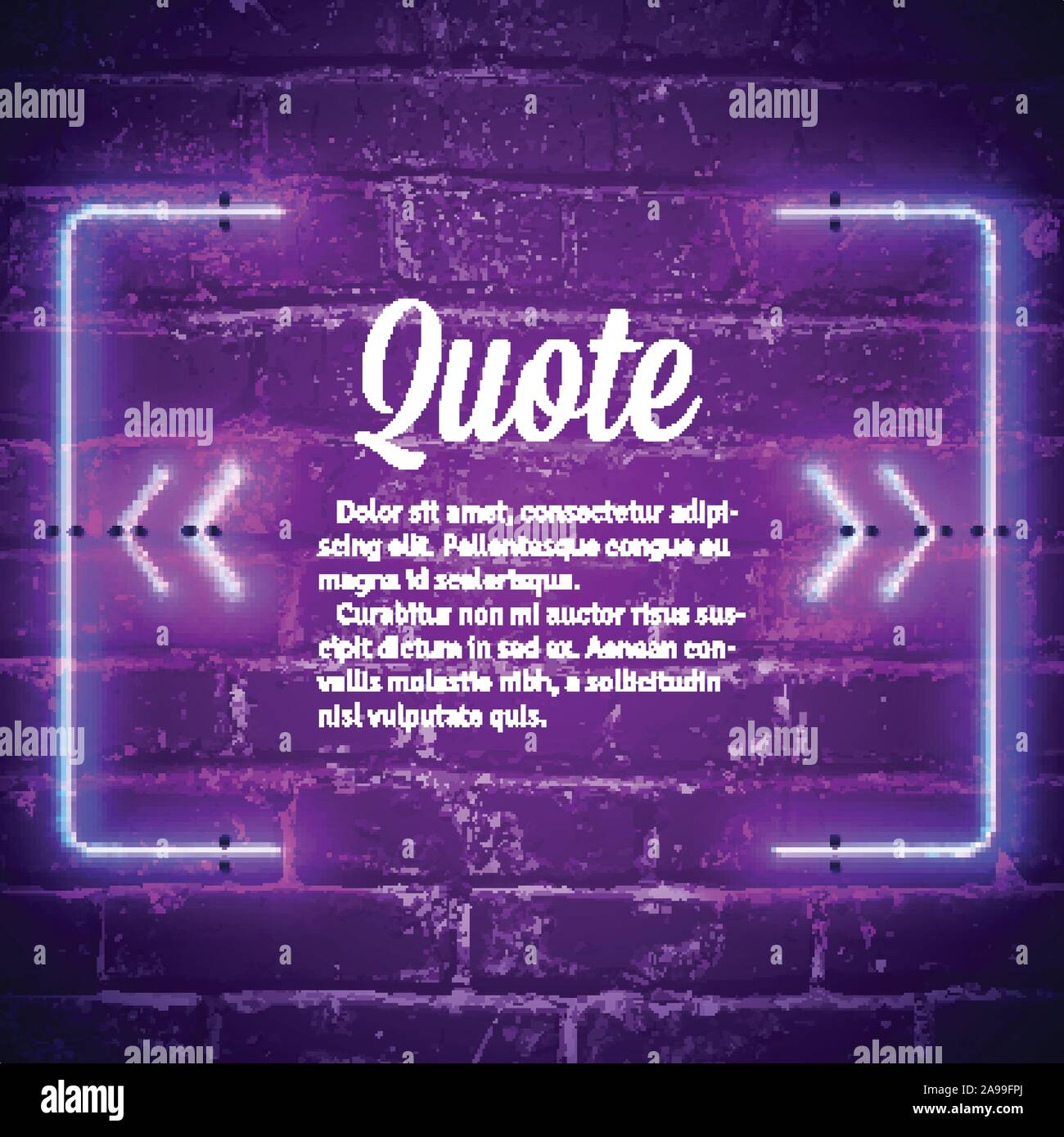 Retro neon glowing quote marks frame on the wall Stock Vector Image ...