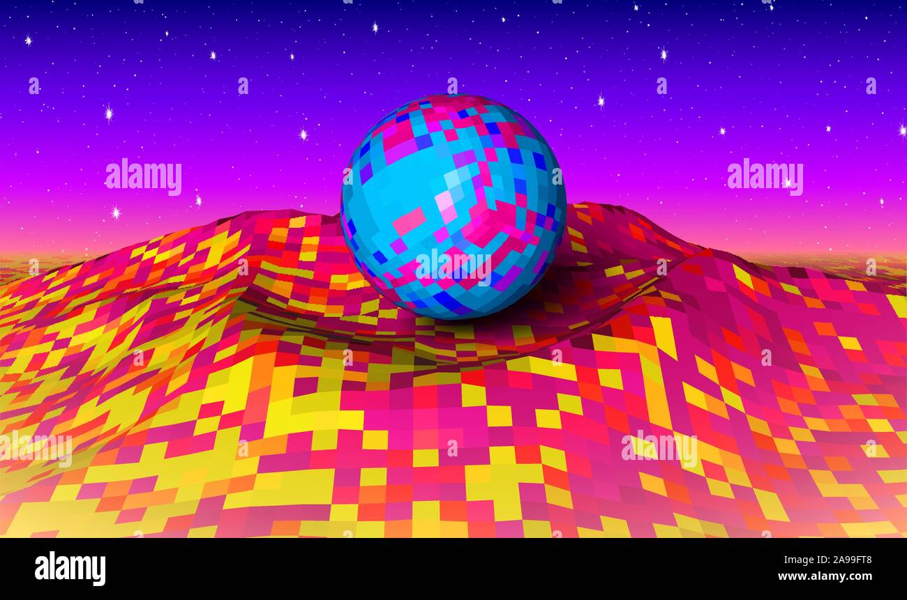 Abstract landscape with neon mountains and ball Stock Vector Image ...