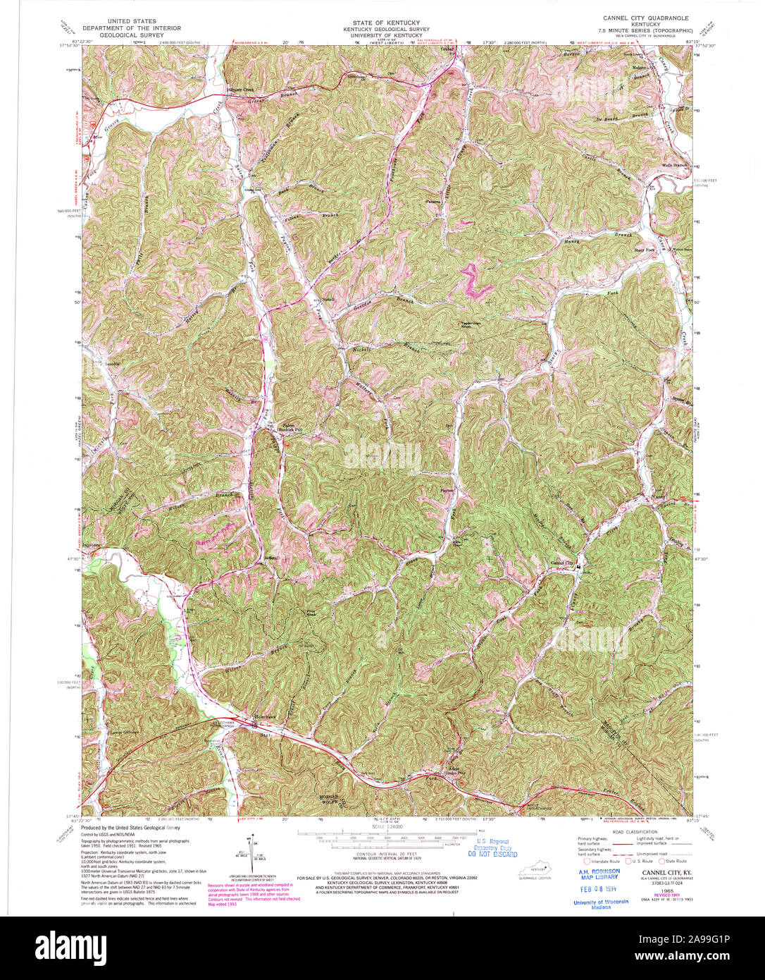 USGS TOPO Map Kentucky KY Cannel City 708325 1965 24000 Stock Photo - Alamy
