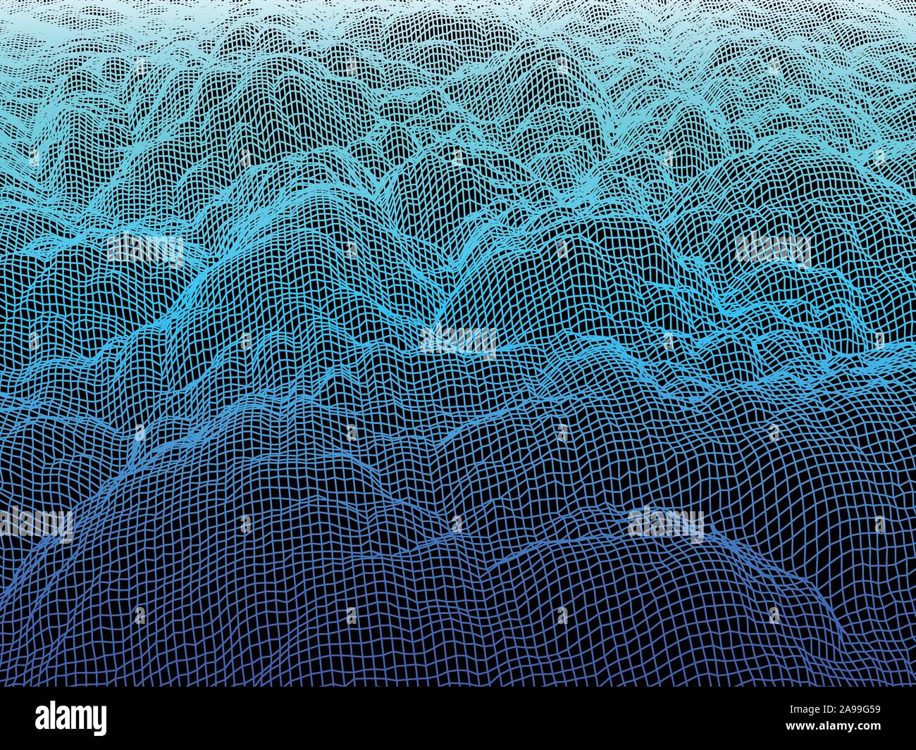 Digital landscape with mountains or clouds made of line grid Stock ...