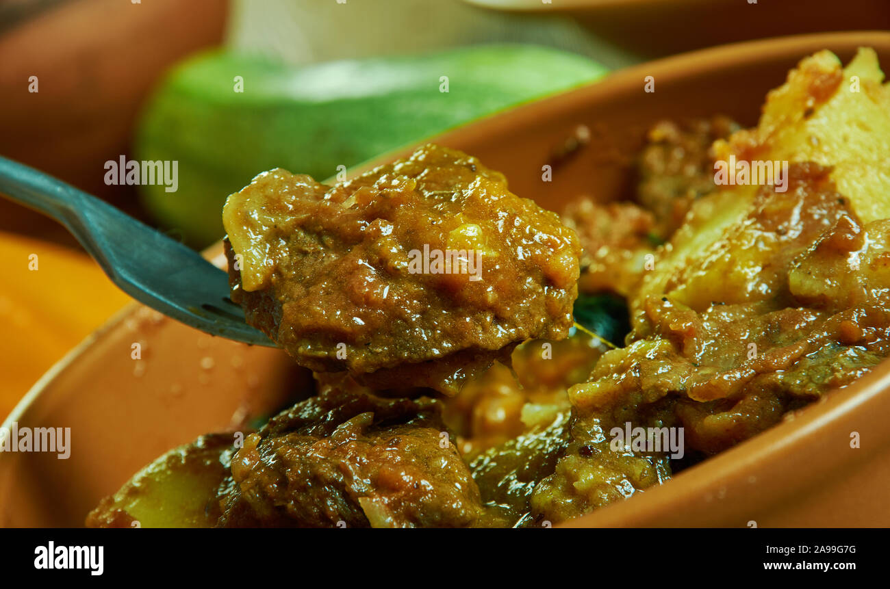 Asado de res y verduras, Mexican stew with fried beef and vegetables ...