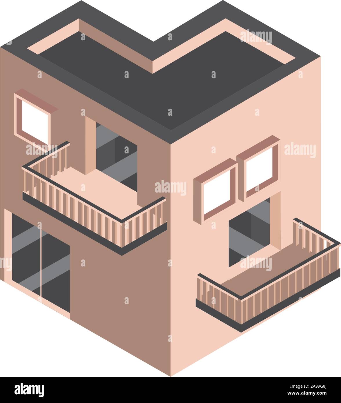 house architecture urban building isometric style vector illustration ...