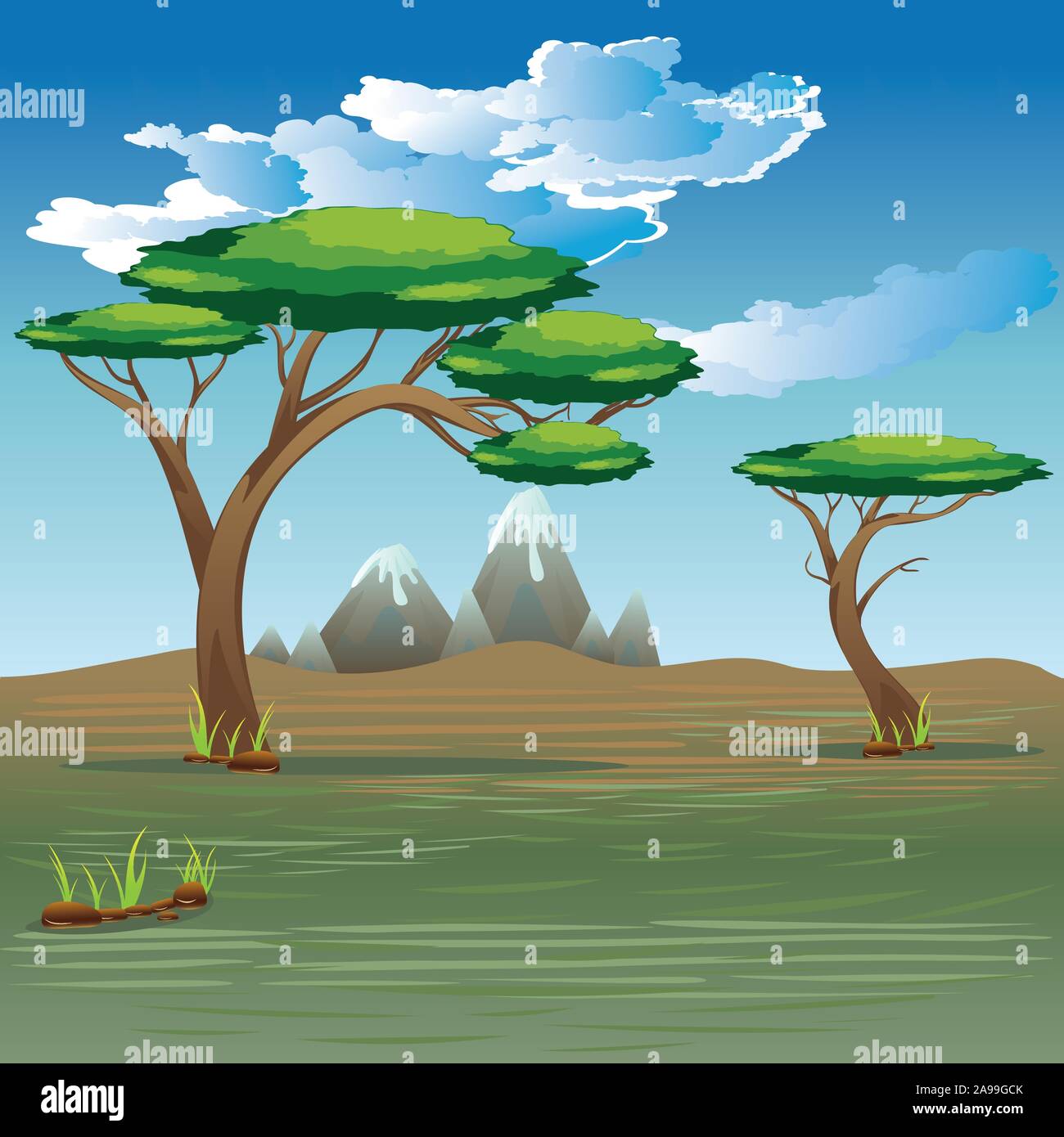 African savanna trees and grass Stock Vector Images - Alamy