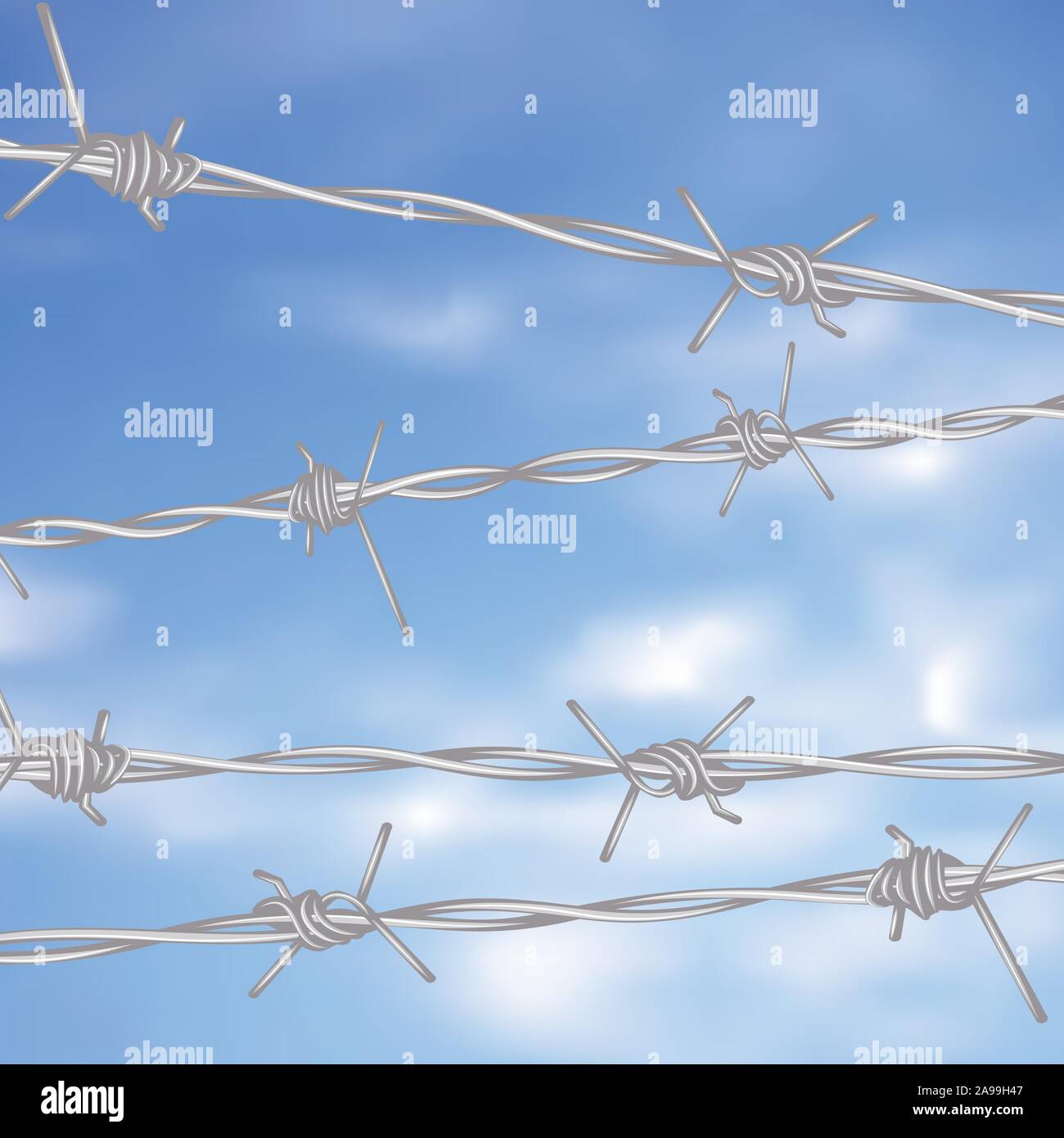 Metal barbed wire against blurry sky background Stock Vector Image ...