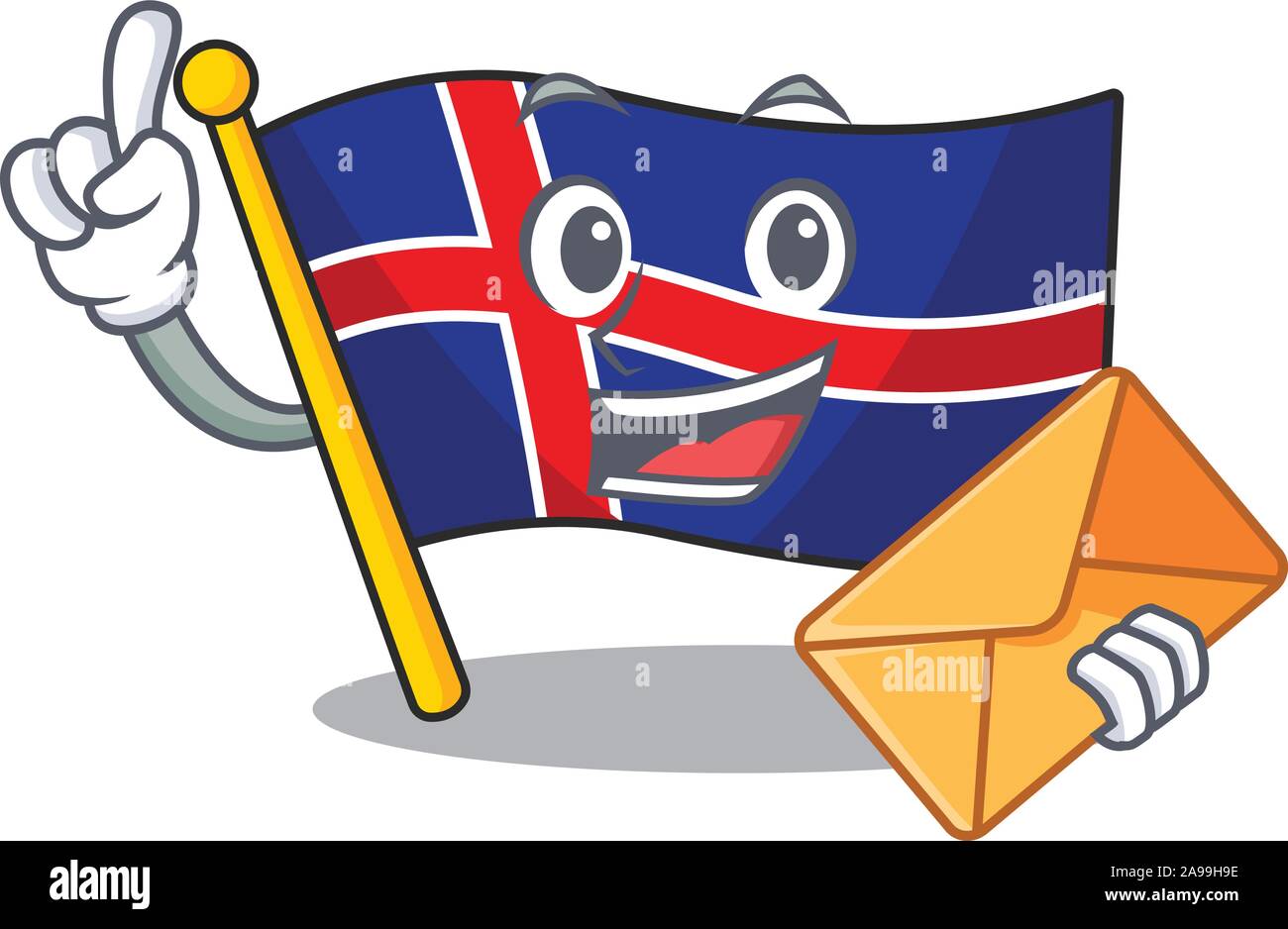 Character flag iceland shape cartoon bring envelope Stock Vector Image ...