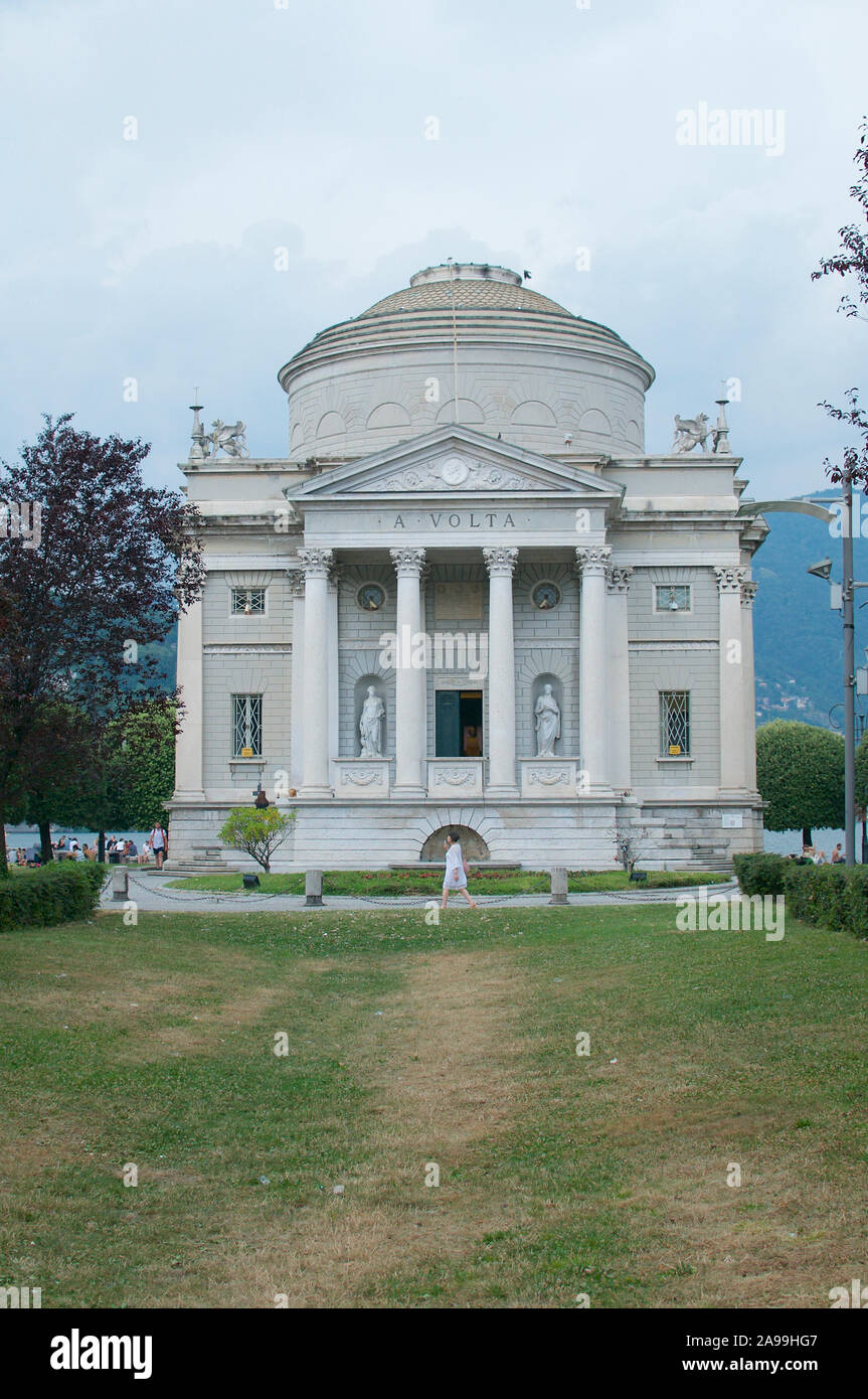 Como, Lombardy, Italy - 6th July 2019 : View of the Tempio Voltiano ...