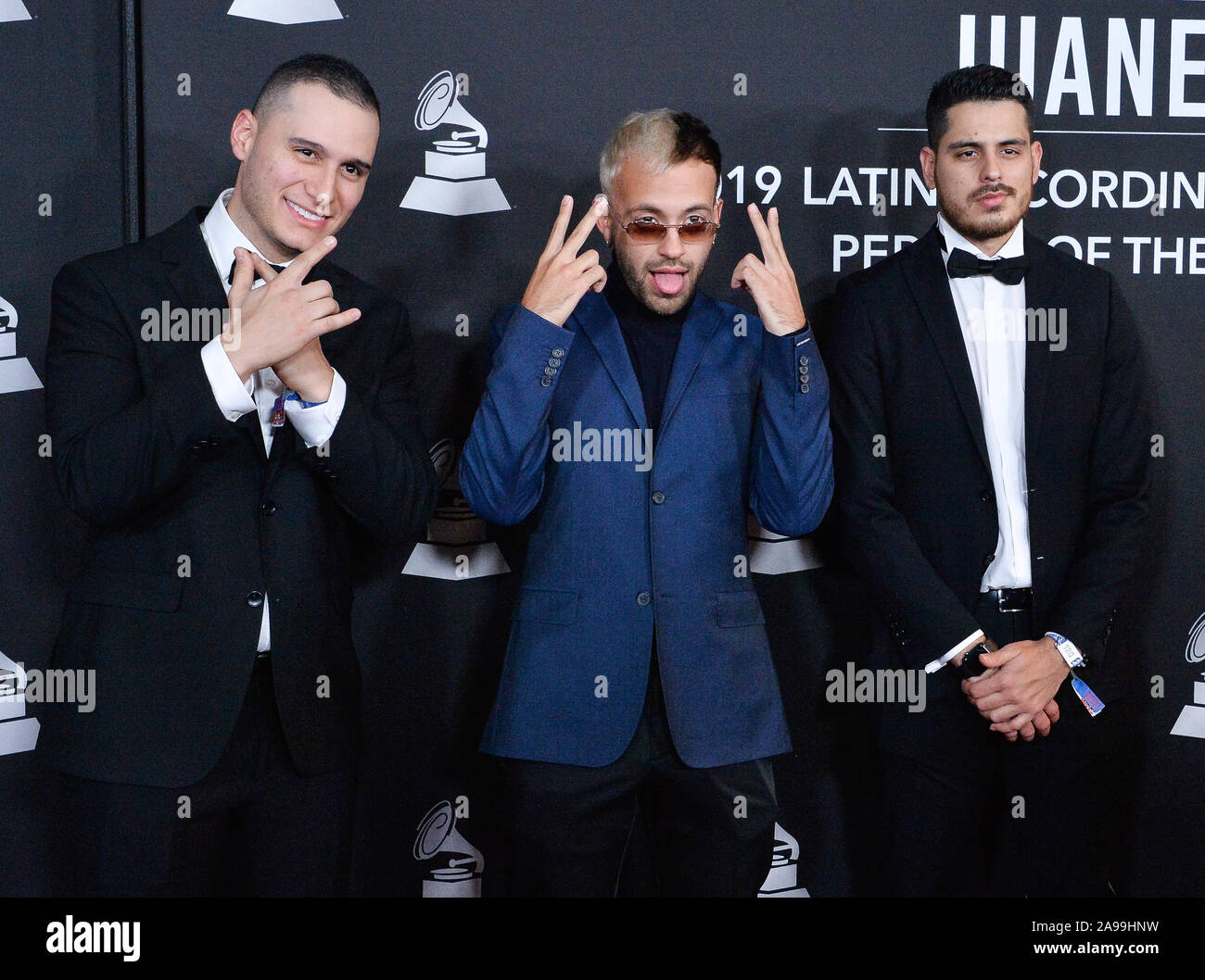 Las Vegas, United States. 13th Nov, 2019. Singer Feid (C) arrives for ...